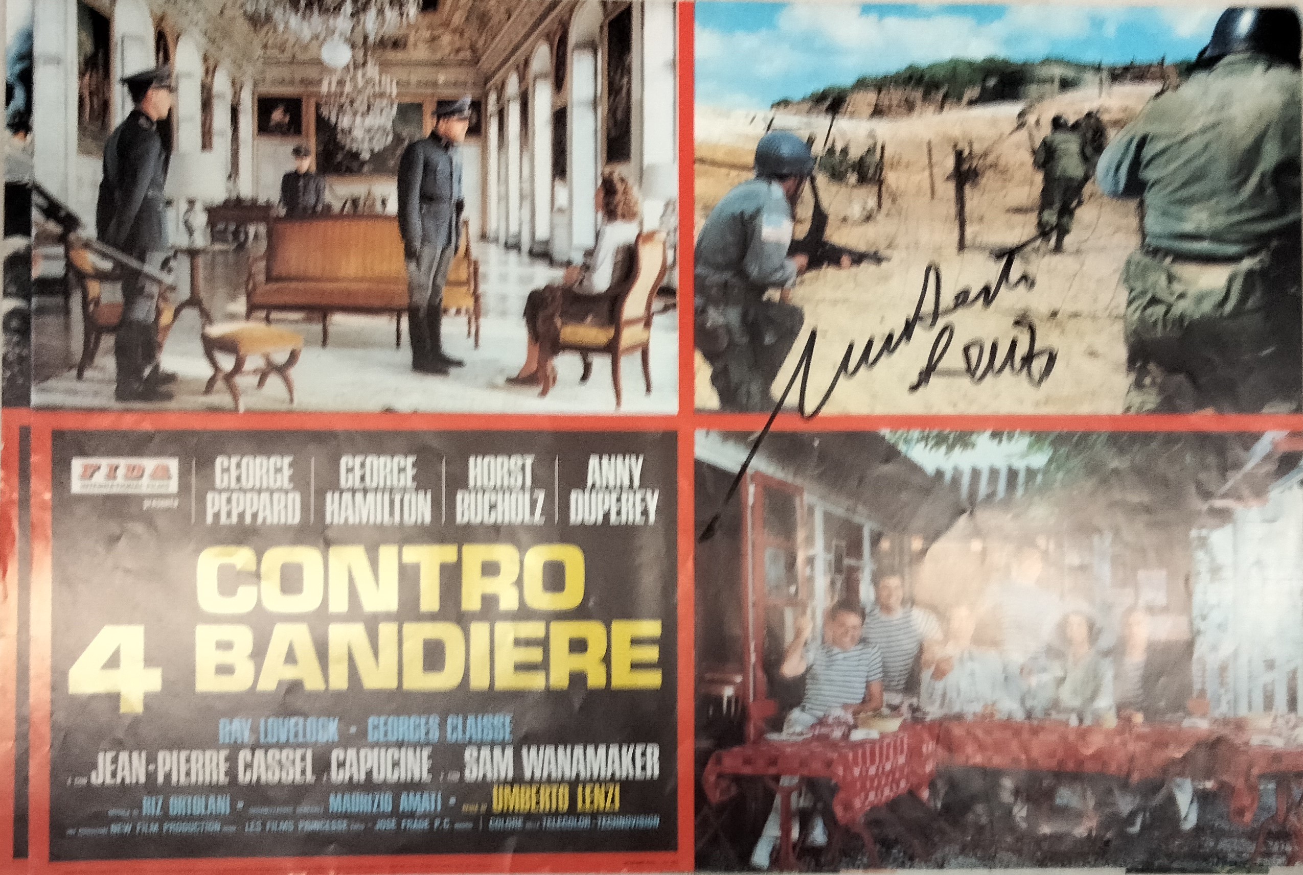 Contro 4 bandiere / 3 (Fotobusta AUTOGRAFATA da UMBERTO LENZI ...